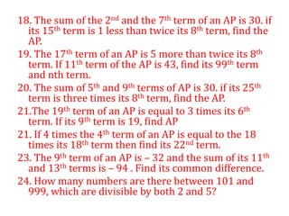 Arithmetic progressions | PPTX