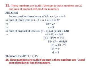Arithmetic progressions | PPTX