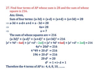 Arithmetic progressions | PPTX
