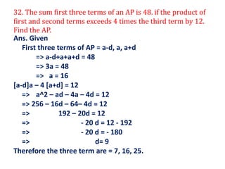 Arithmetic progressions | PPTX