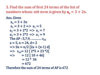 Arithmetic progressions | PPTX