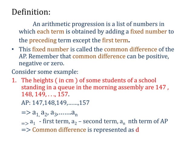 Arithmetic progressions | PPT