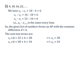 Arithmetic progressions | PPTX