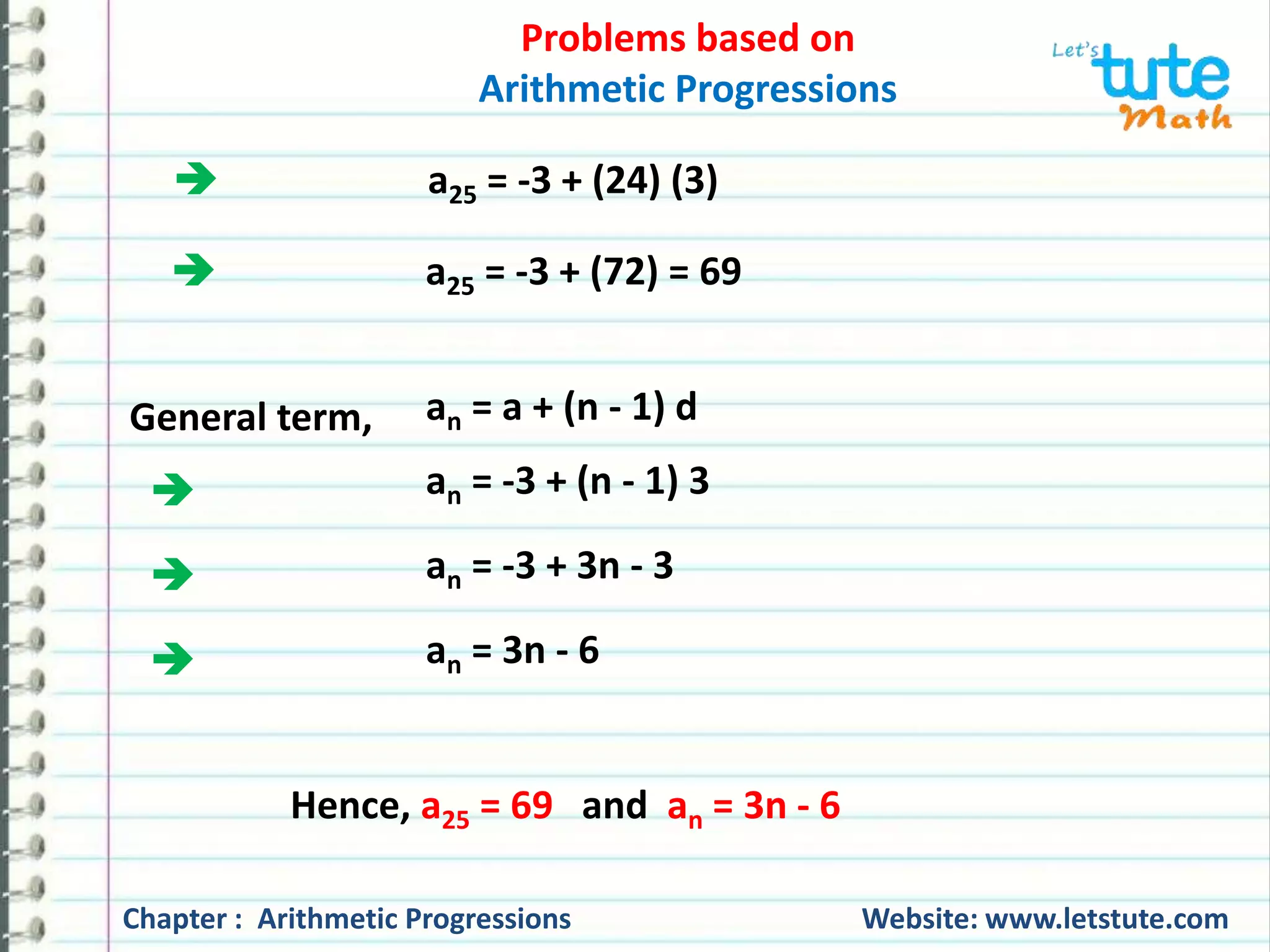 Arithmetic progressions - Poblem based Arithmetic progressions | PPTX ...
