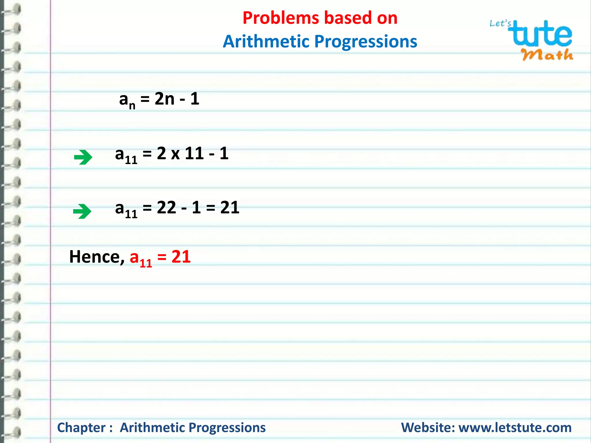 Arithmetic progressions - Poblem based Arithmetic progressions | PPTX ...
