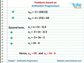 Arithmetic progressions - Poblem based Arithmetic progressions | PPTX ...
