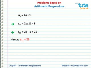 Arithmetic progressions - Poblem based Arithmetic progressions | PPT