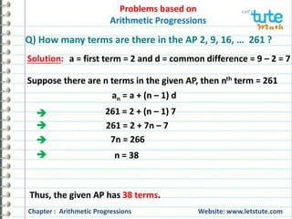 Arithmetic progressions - Poblem based Arithmetic progressions | PPTX ...
