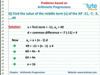 Arithmetic progressions - Poblem based Arithmetic progressions | PPTX ...