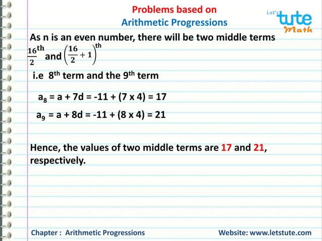 Arithmetic progressions - Poblem based Arithmetic progressions | PPTX ...
