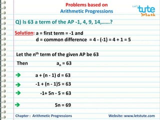 Arithmetic progressions - Poblem based Arithmetic progressions | PPTX ...