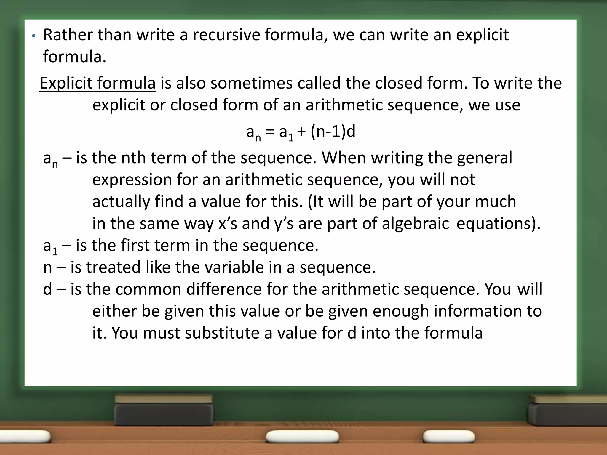 Arithmetic sequence | PPTX | Technology & Computing