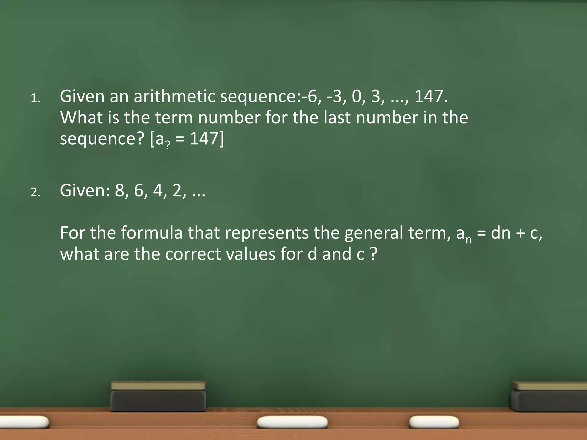 Arithmetic sequence | PPTX | Technology & Computing