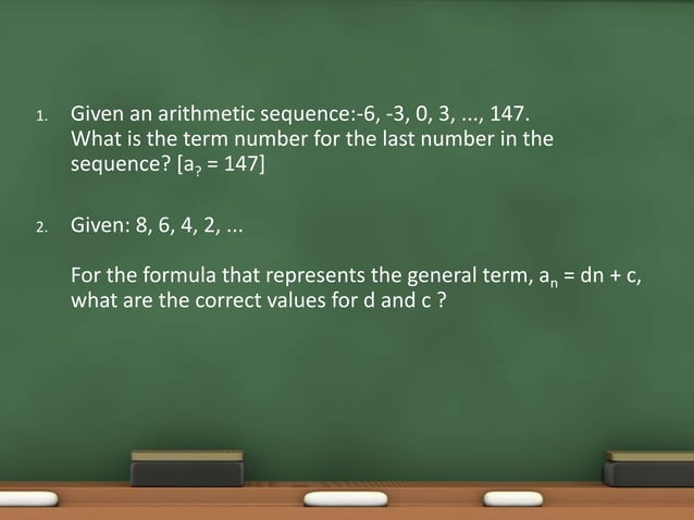 Arithmetic sequence | PPTX | Technology & Computing