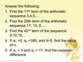 Arithmetic sequence | PPTX