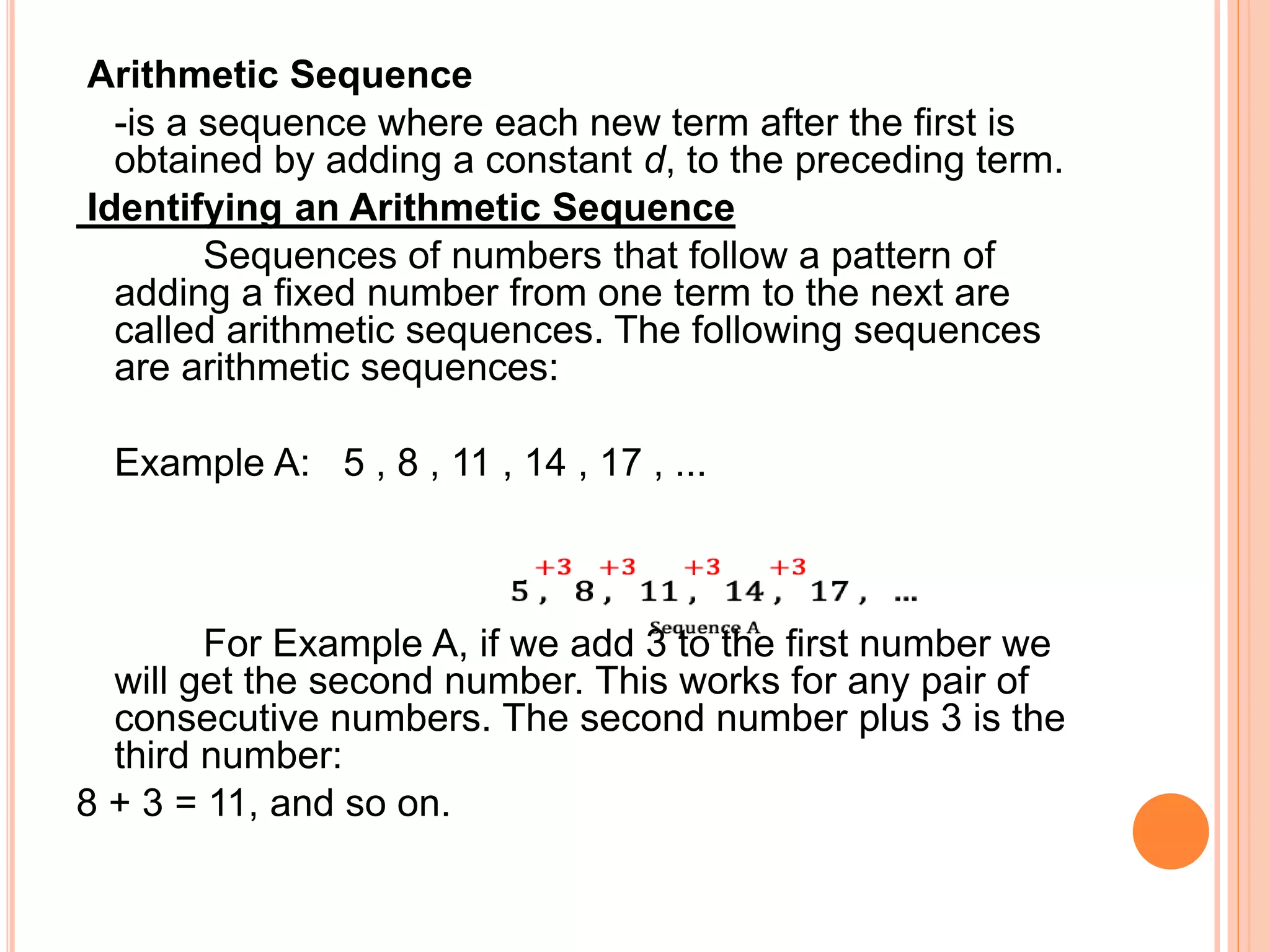 Arithmetic Sequence | PPTX