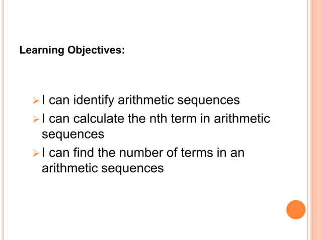Arithmetic Sequence | PPTX