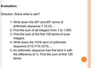 Arithmetic Sequence | PPTX