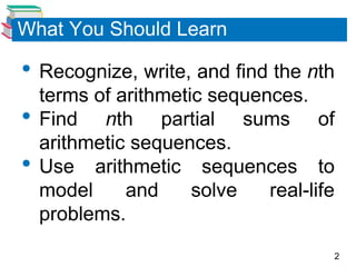 Arithmetic Sequence Presentation- Mathematics in the modern worls | PPT