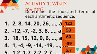 Mathematics 10 Quarter I Arithmetic Sequence | PPTX