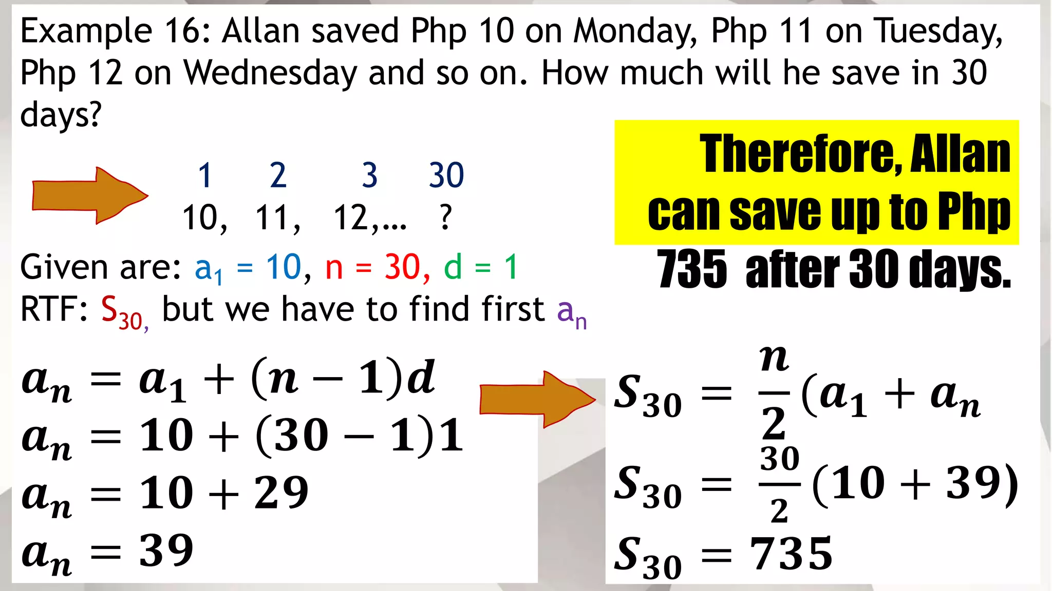 Week 2: Arithmetic sequence (More examples) | PPT
