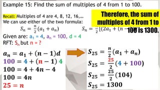 Week 2: Arithmetic sequence (More examples) | PPT