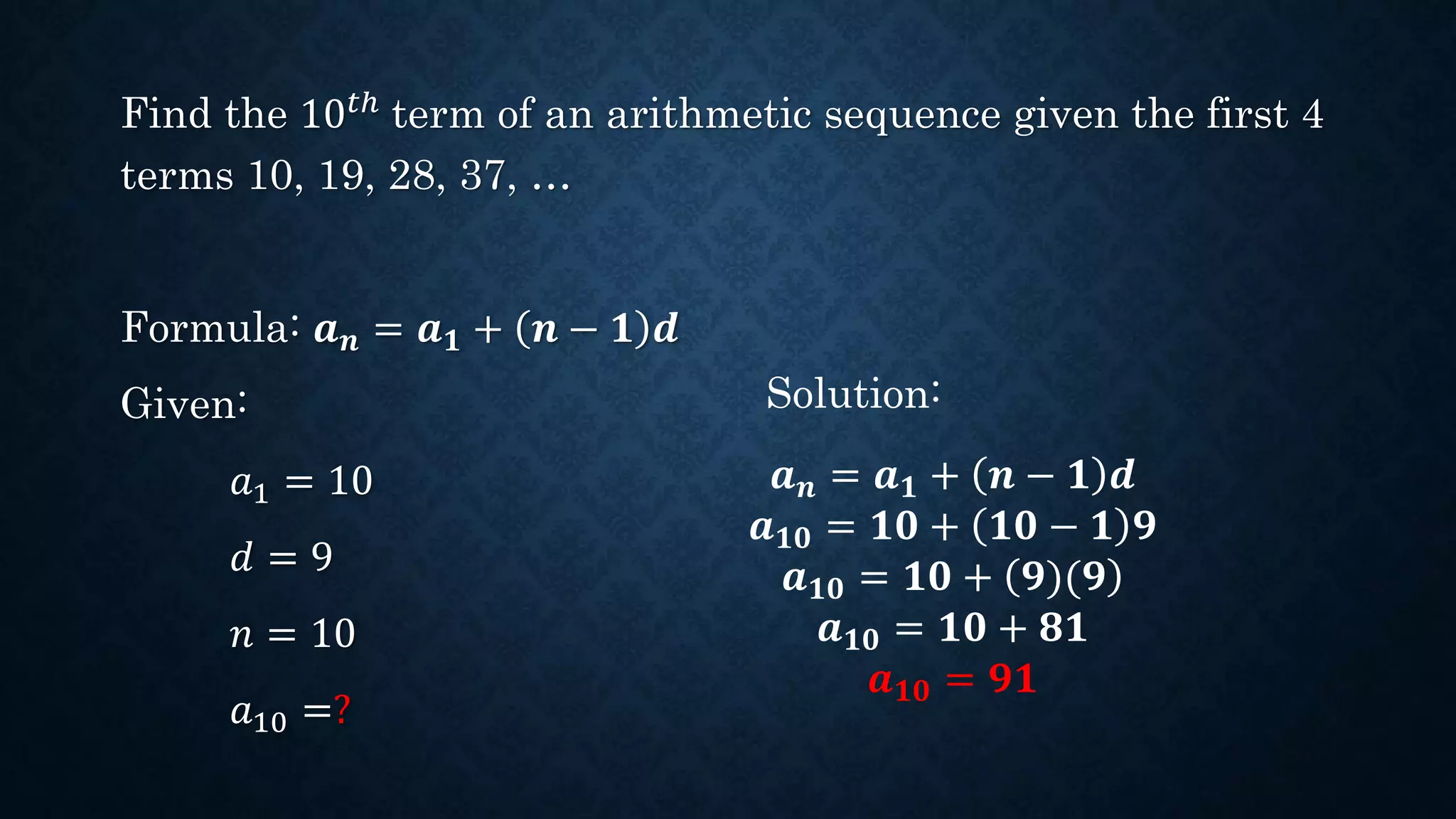 Arithmetic sequence G10.pptx | Homework and Study | Education