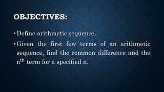 Arithmetic sequence G10.pptx | Homework and Study | Education