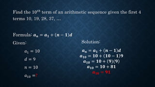 Arithmetic sequence G10.pptx | Homework and Study | Education