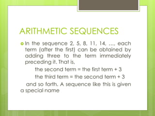 Arithmetic sequences and arithmetic means | PPT