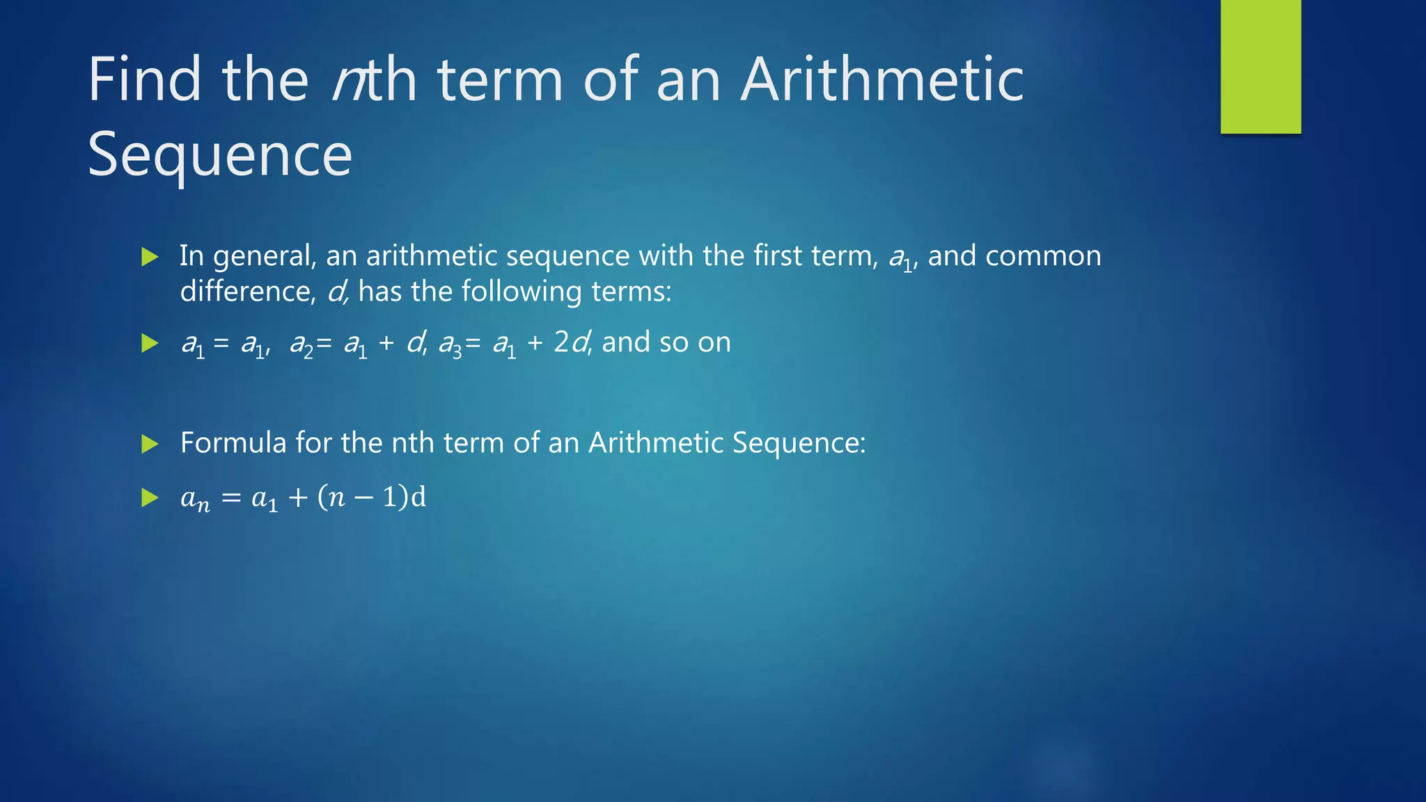 Arithmetic sequences and series | PPT