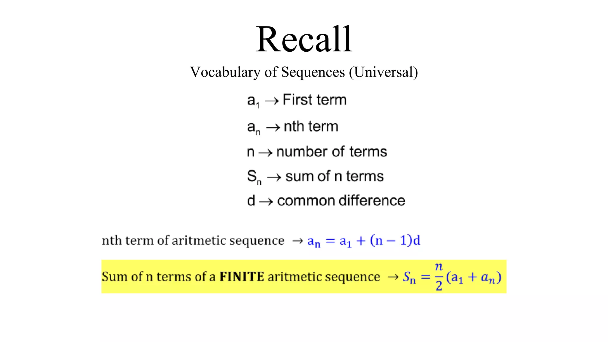 Arithmetic sequences and series | PPTX