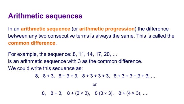 Arithmetic sequences and series | PPTX