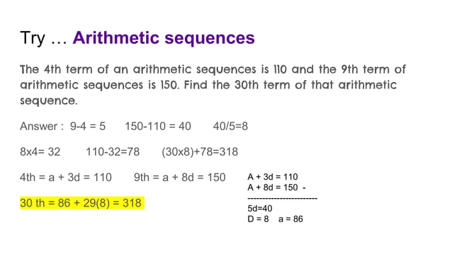 Arithmetic sequences and series | PPTX