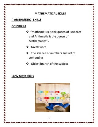 Arithmetic skills | DOCX | Educational Assessment | Education