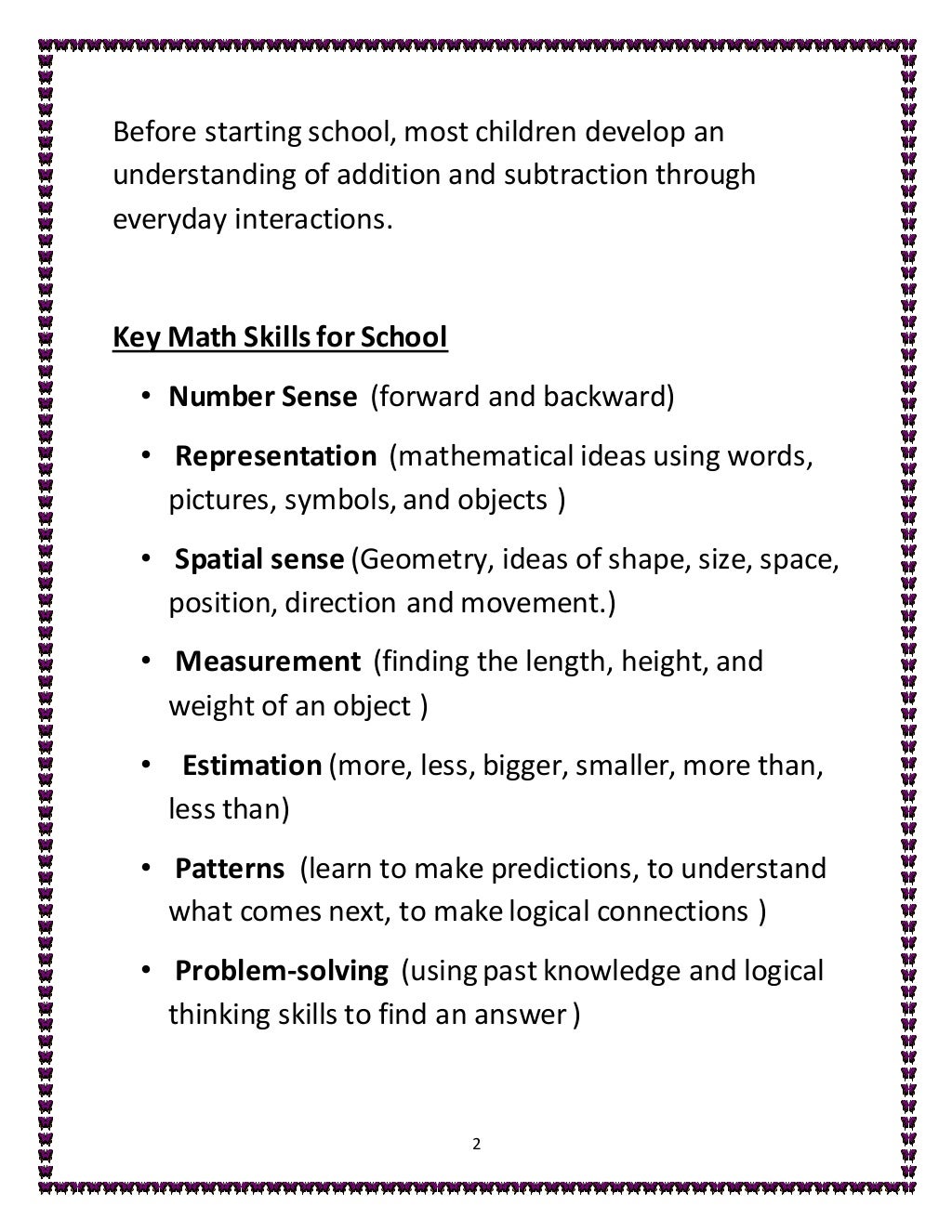 Arithmetic Skills Arithmetic Skills