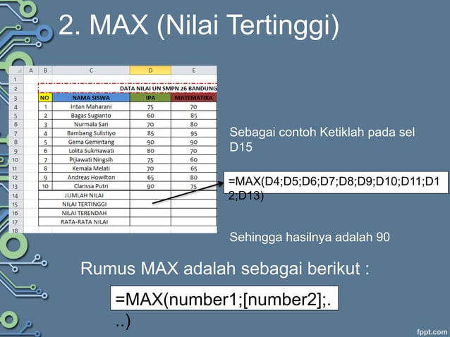 Aritmatika dan statistika ms. excel | PPTX