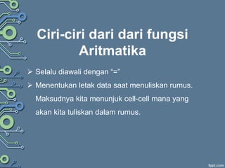 Aritmatika dan statistika ms. excel | PPTX