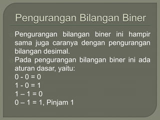 Aritmatika penjumlahan dan pengurangan bilangan biner presentasi | PPTX