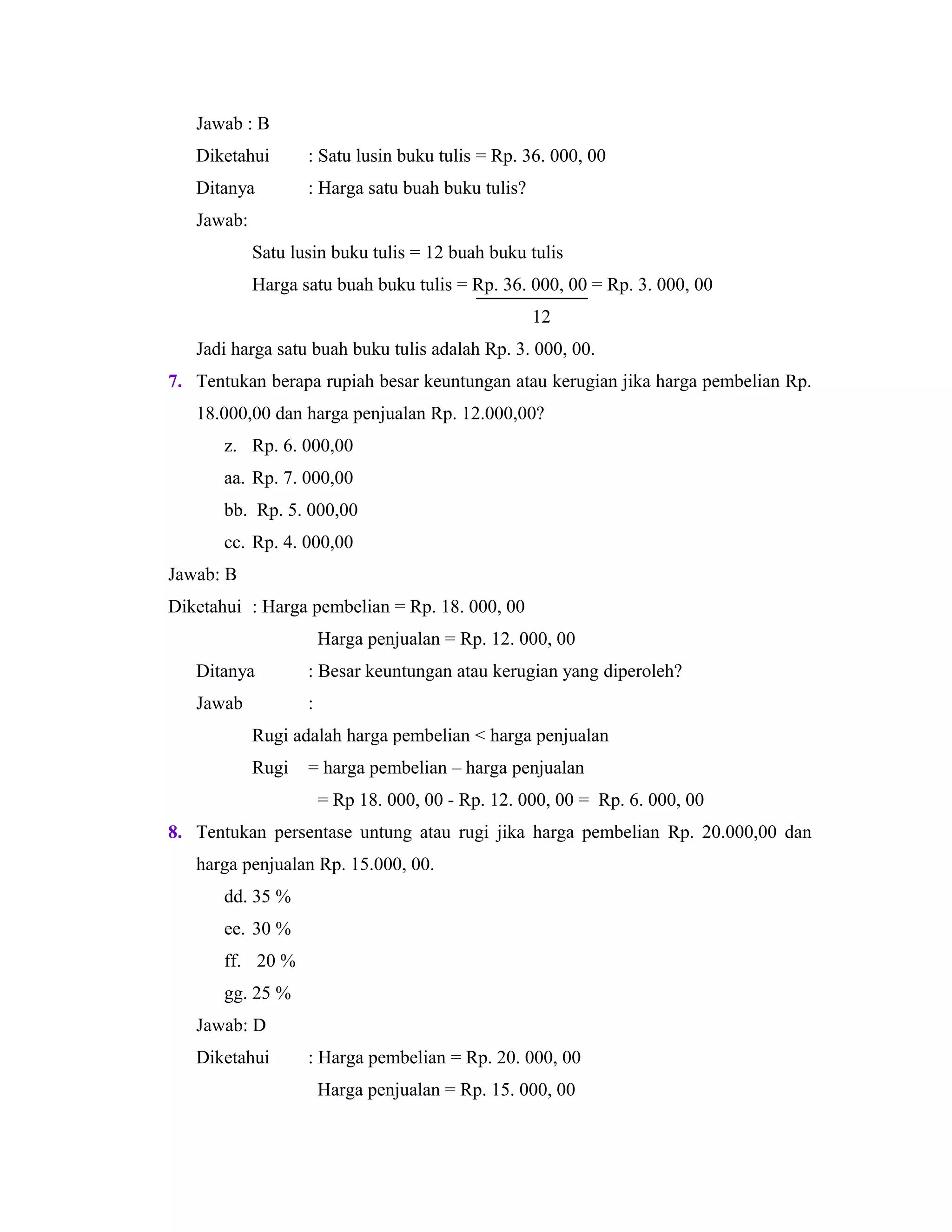 Rumus VB Aritmatika sosial | PDF