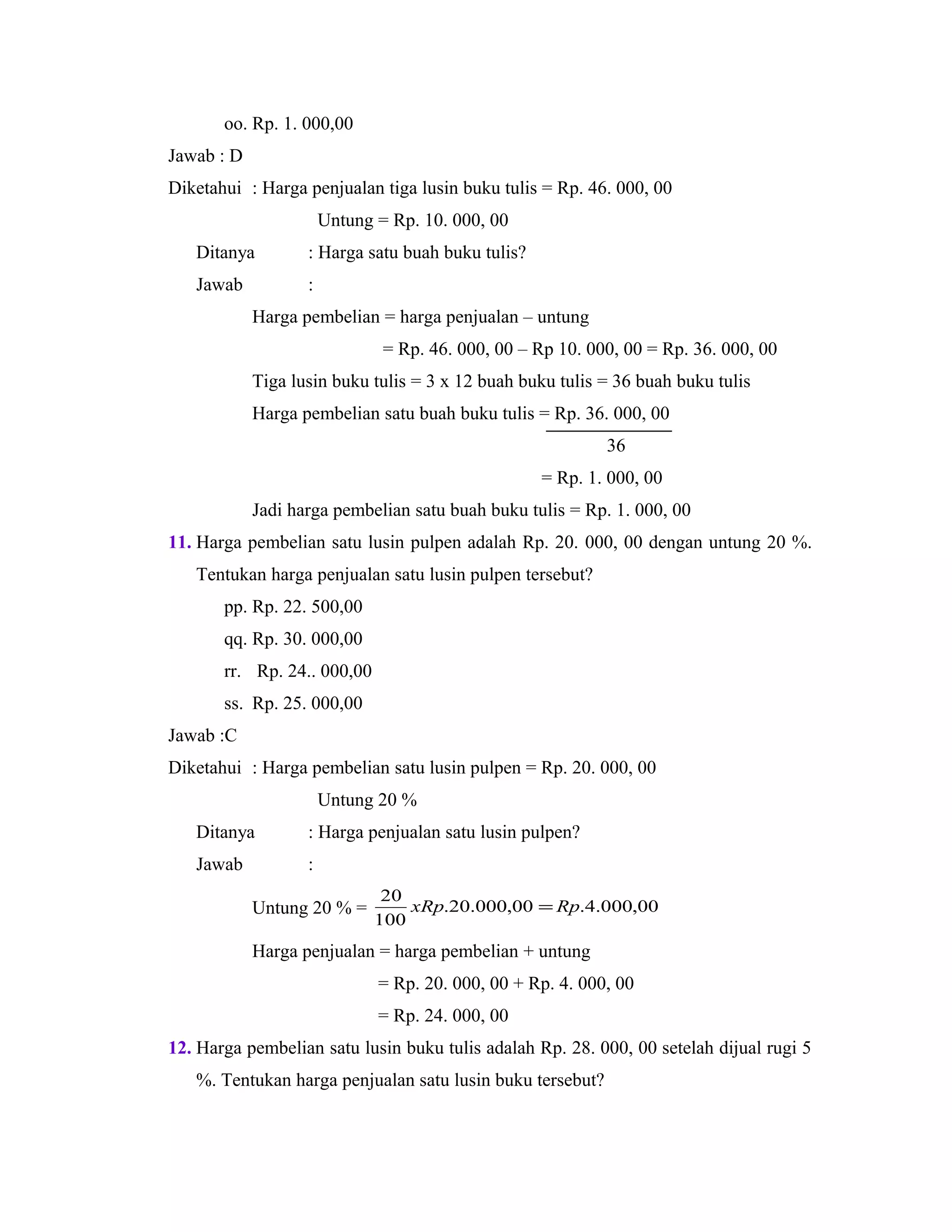Rumus VB Aritmatika sosial | PDF