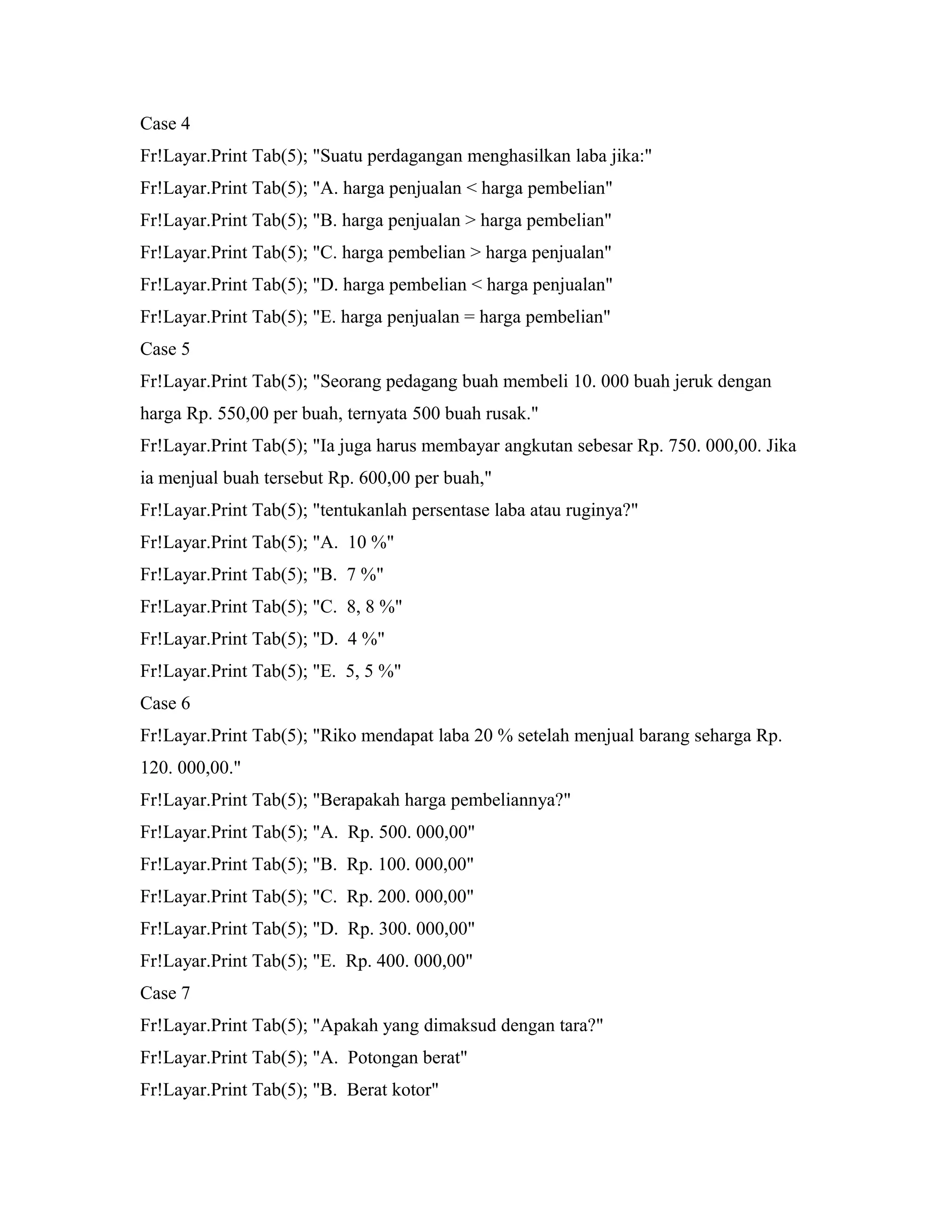 Rumus VB Aritmatika sosial | DOC