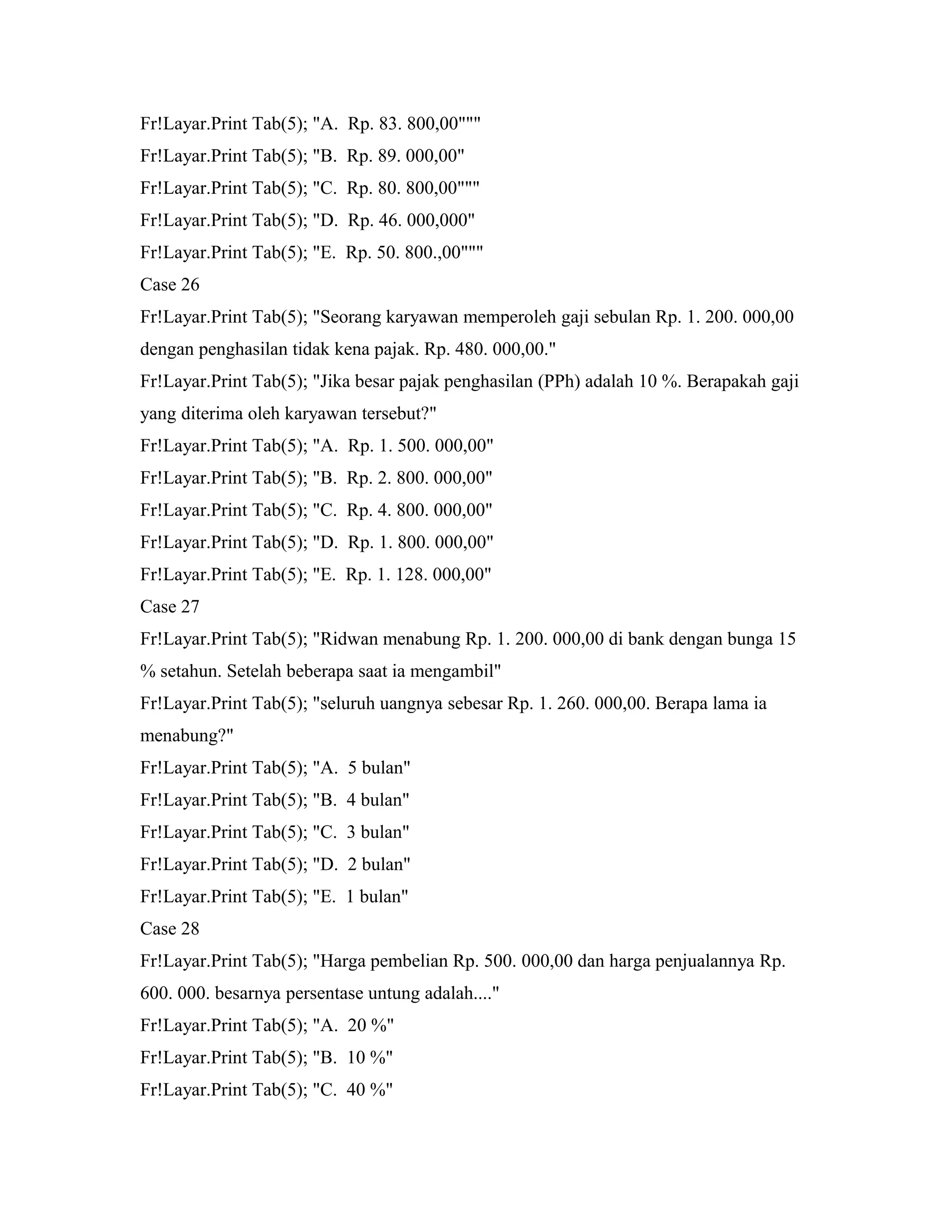 Rumus VB Aritmatika sosial | PDF
