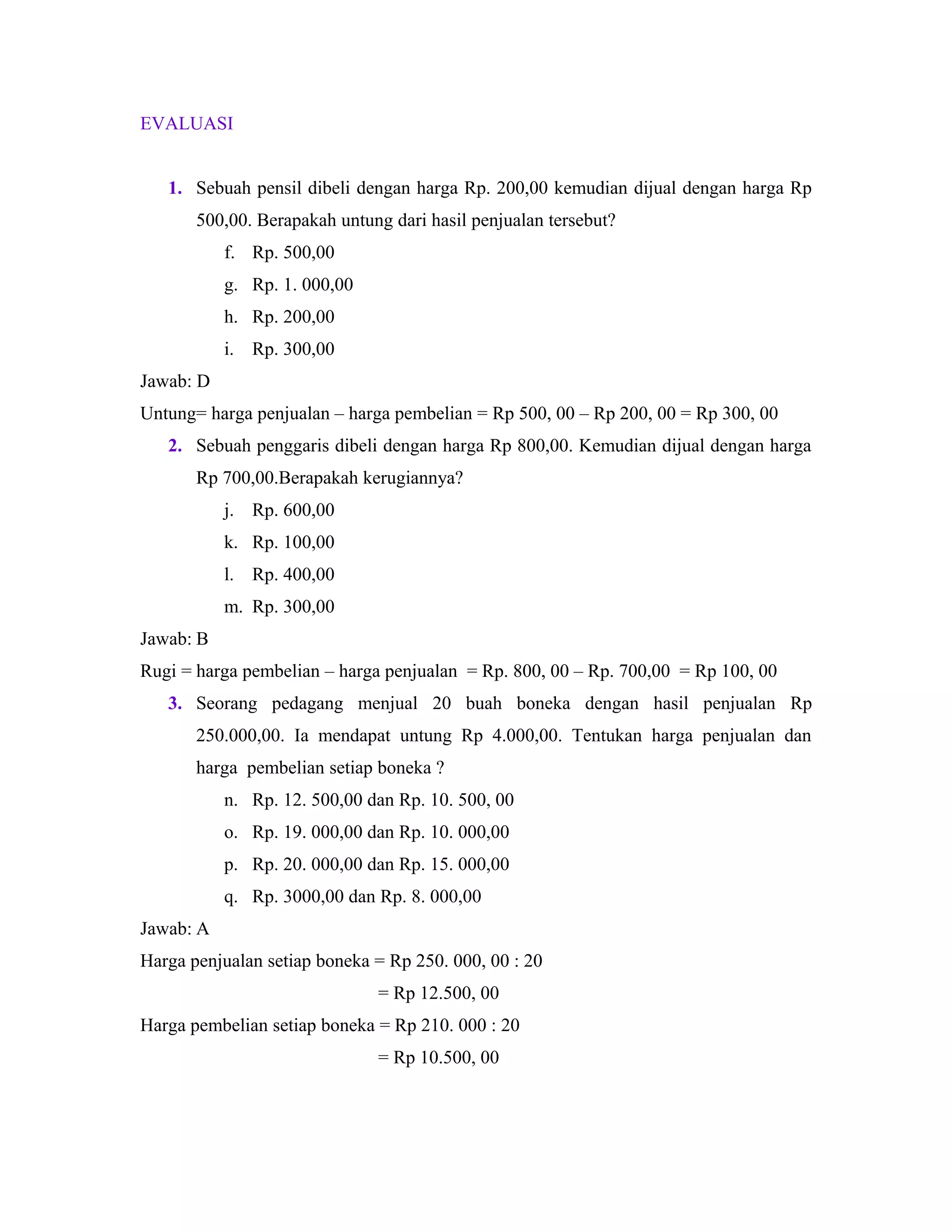 Rumus VB Aritmatika sosial | DOC