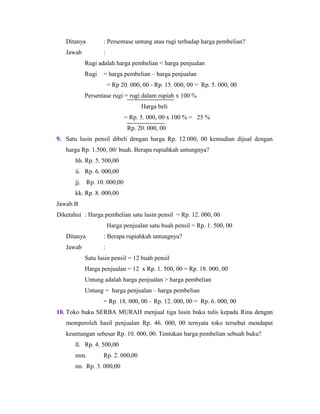 Rumus VB Aritmatika sosial | PDF