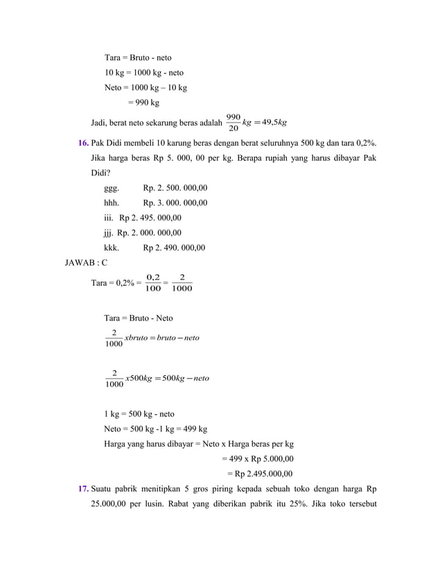 Rumus VB Aritmatika sosial | PDF