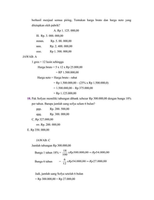 Rumus VB Aritmatika sosial | PDF