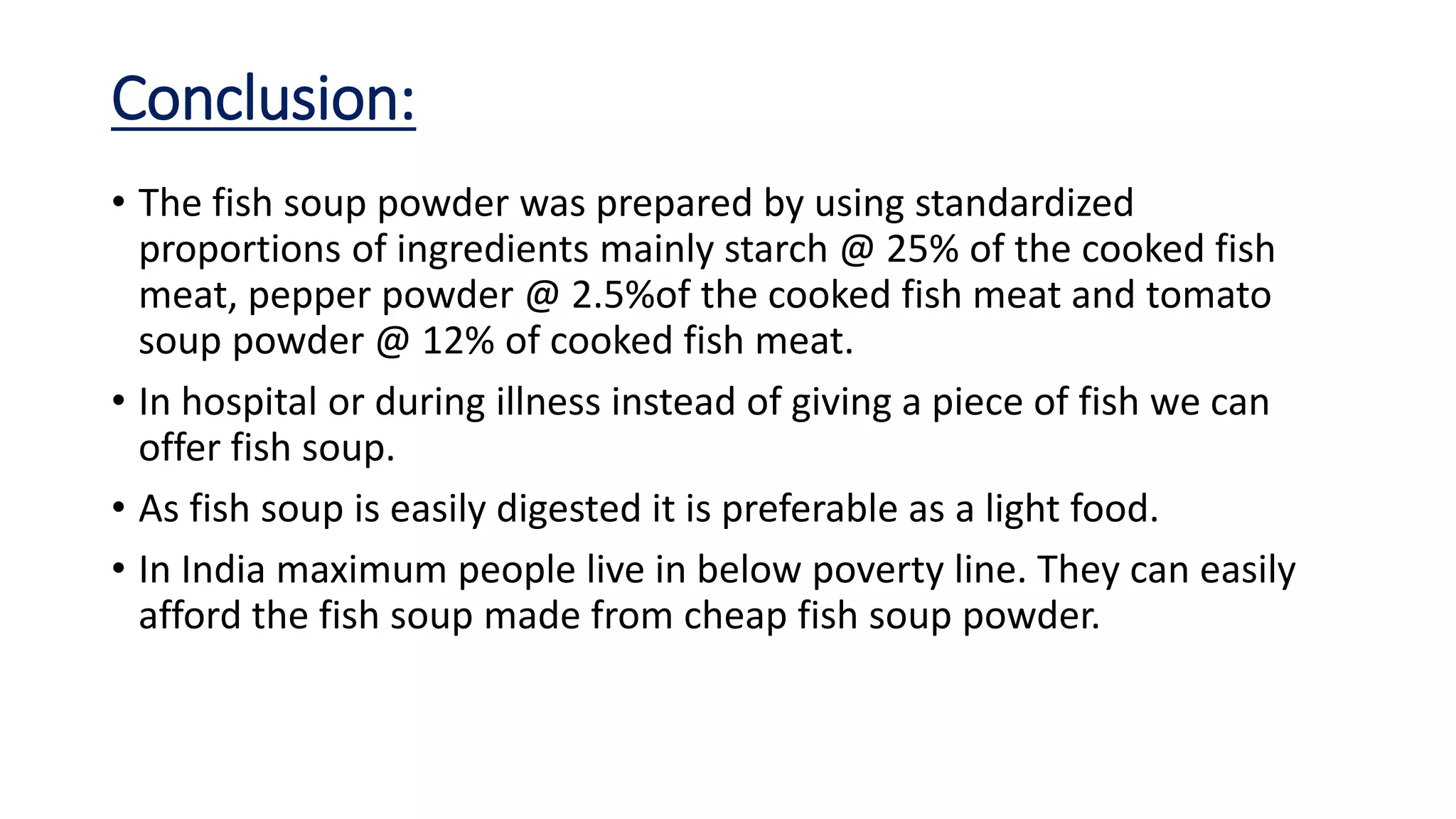 Preparation of Fish soup powder | PPTX | Food & Drink