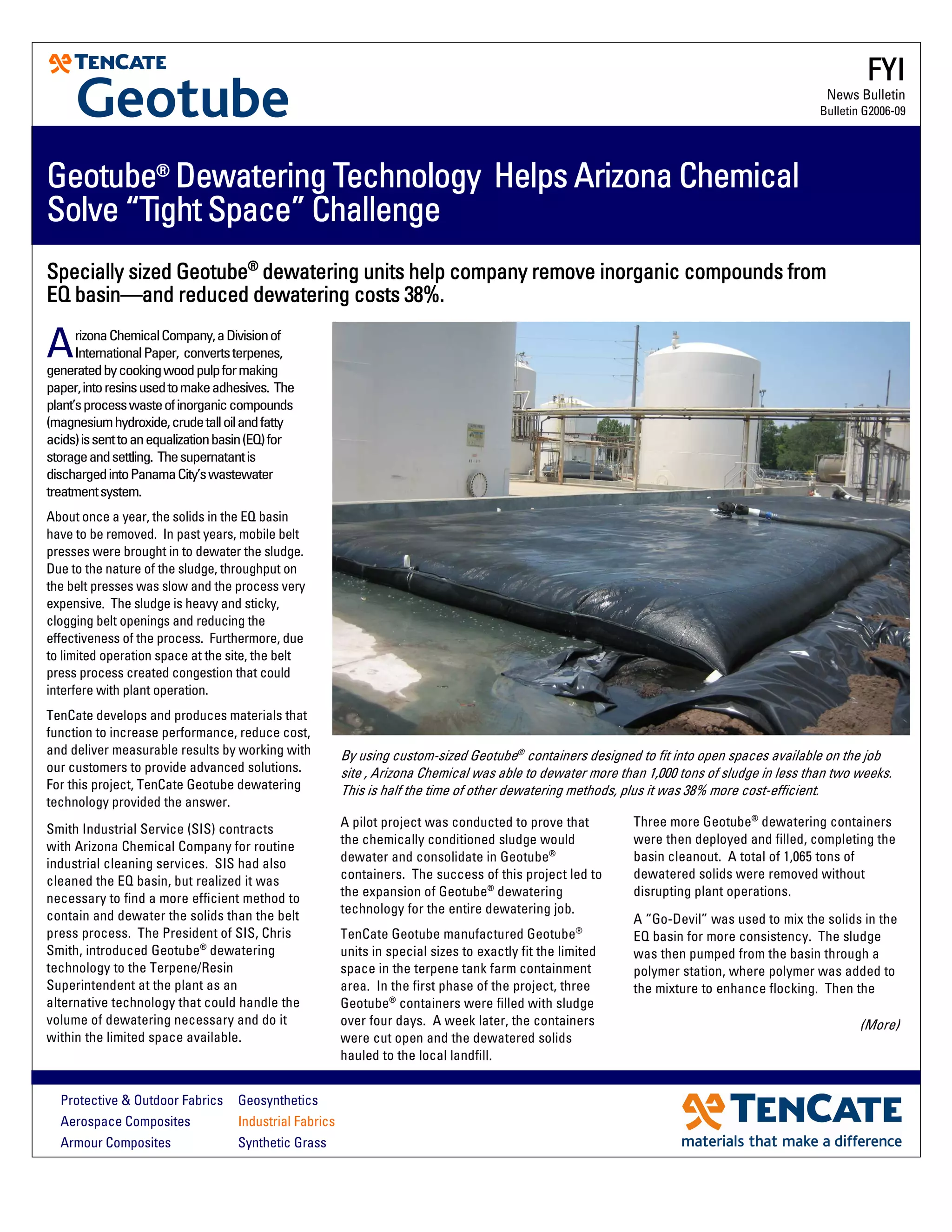 Arizona chemical tight space solution | PDF