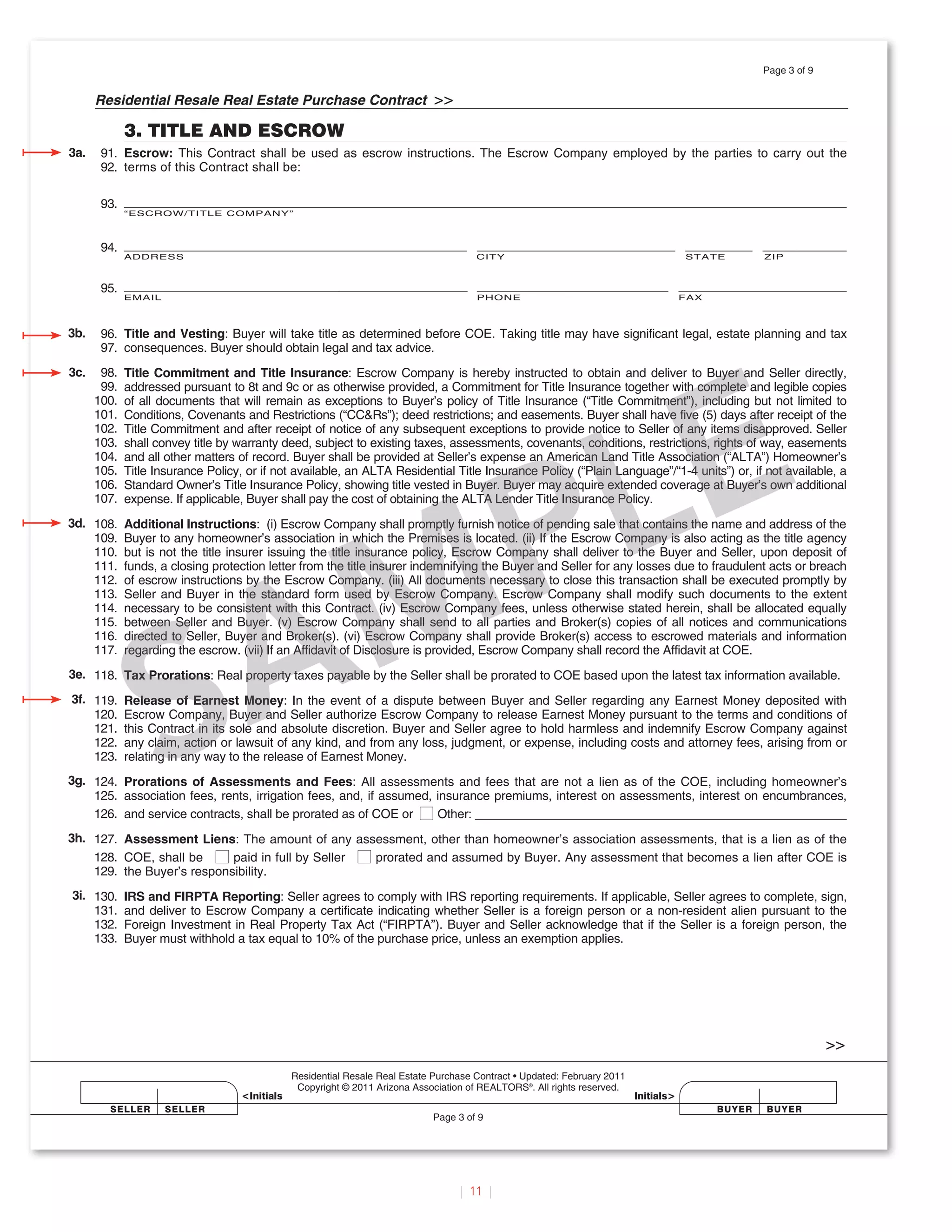 Arizona Residential Real Estate Purchase Contract | PDF | Home Financing | Personal Debt